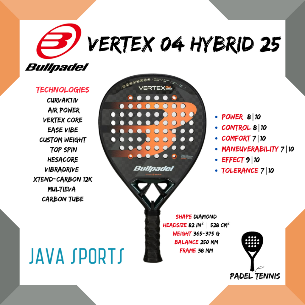 Jual Raket Padel Tenis Bullpadel VERTEX 04 HYBRID 25 Official Resmi ...