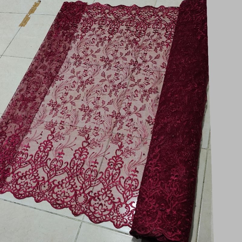 Jual Tile Bordir Pinggir, Bahan Tile Mutiara , Tile untuk dress ...