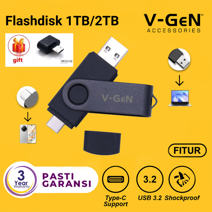 Jual Original Flashdisk USB 3-in-1 OTG Flash Drive Type-c Storage Disk ...
