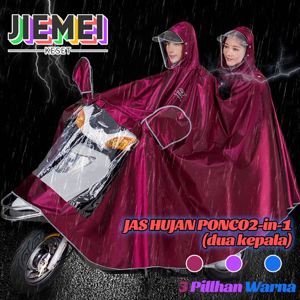 Jual JIEMEI Jas Hujan Motor 2 Kepala Full Body Motor Double Ponco 2 ...