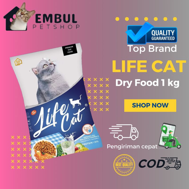 Jual Makanan Kucing Kering Life Cat Dry Food 1 kg | Shopee Indonesia