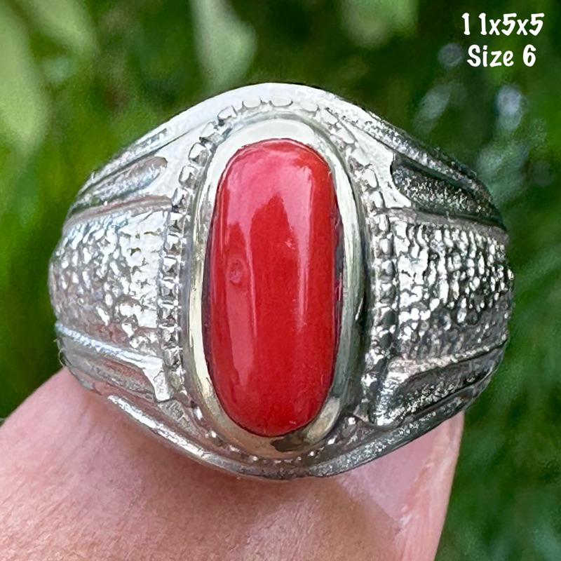Jual Cincin Batu Akik Natural Marjan Red Coral Asli Mediterania Laut ...