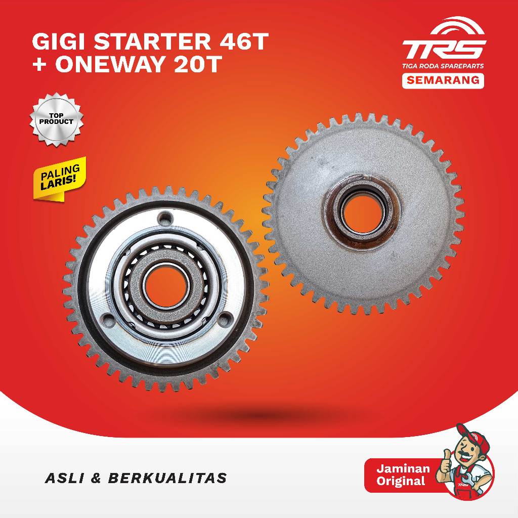 Jual TRS Gigi Starter Stater 46t Oneway One Way 20t Motor Roda Tiga ...