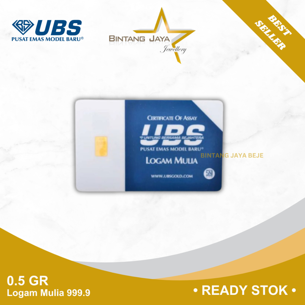 Jual Logam Mulia Emas (LM) UBS Gold 0.5 gr gram GoldBar Kadar 999.9 ...