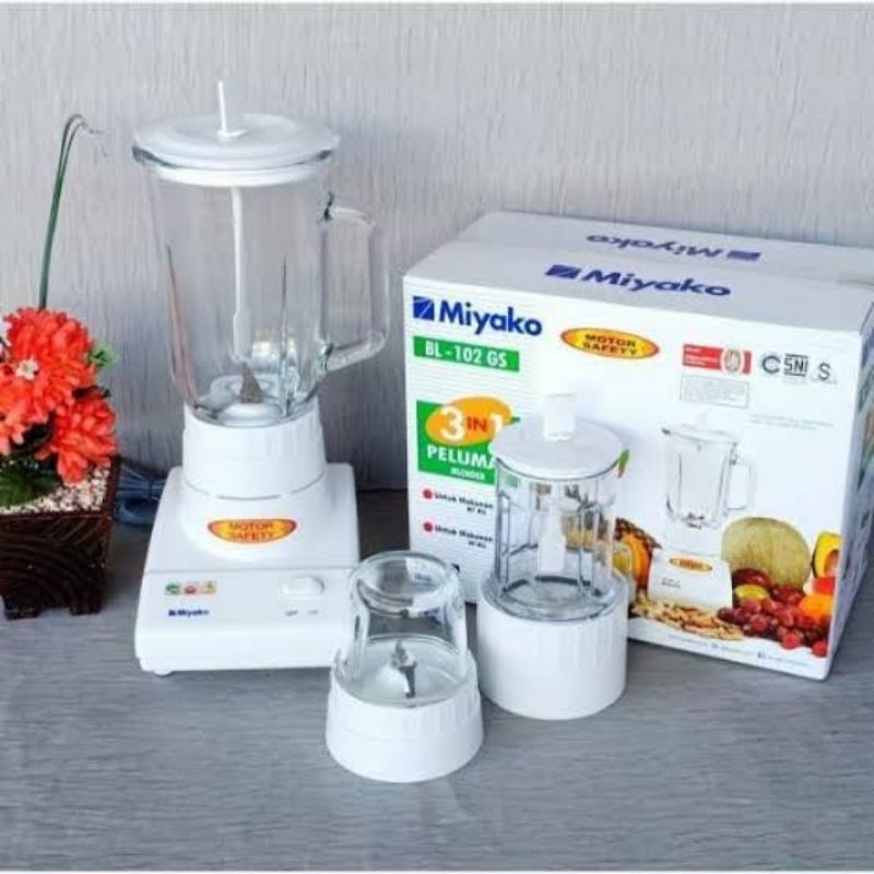 Jual Blender Miyako Seri BL-102 3in1 (Blender , Wet Mill & Dry Mill) / Miyako BL-102 GS Kaca ...