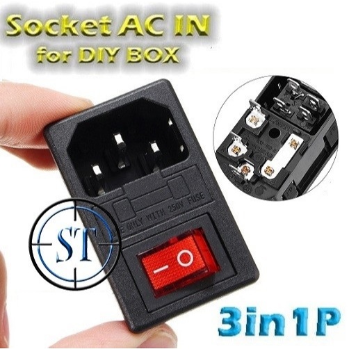 Jual BA-88-3in1P Socket AC 3in1 Polos Saklar Fuse Holder Power Socket ...