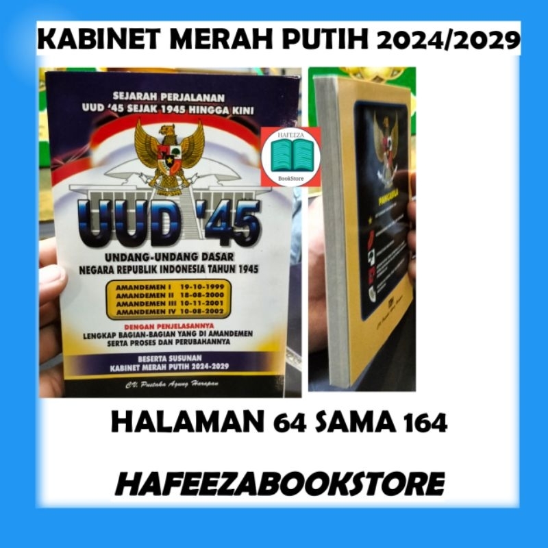 Jual BUKU UUD 45 DAN AMANDEMENNYA BESERTA KABINET MERAH PUTIH 2024/2029 ...