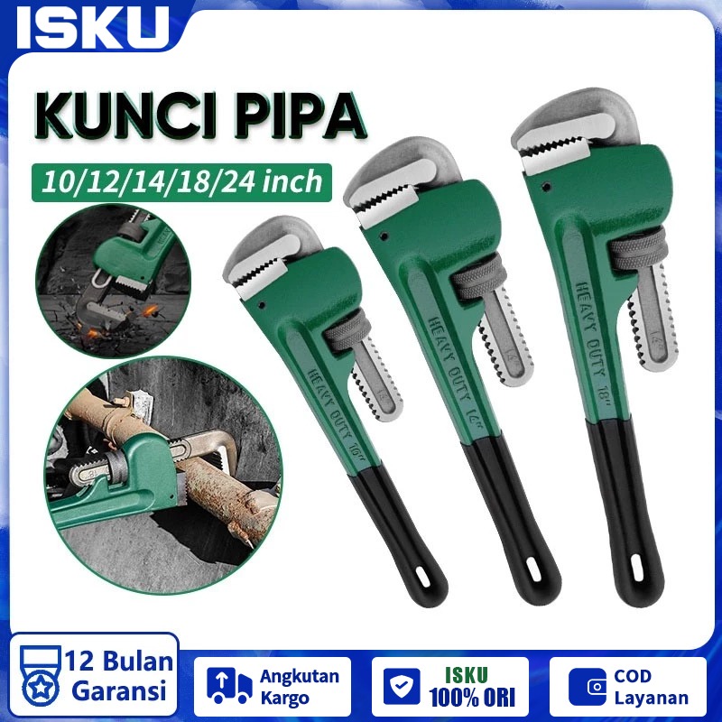 Jual ISKU Kunci Pipa Garbin Adjustable Pipe Wrench kunci Ledeng 10" 12 ...