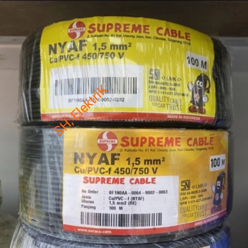Jual kabel nyaf 1,5mm merk supreme/eterna 1roll 100meter | Shopee Indonesia