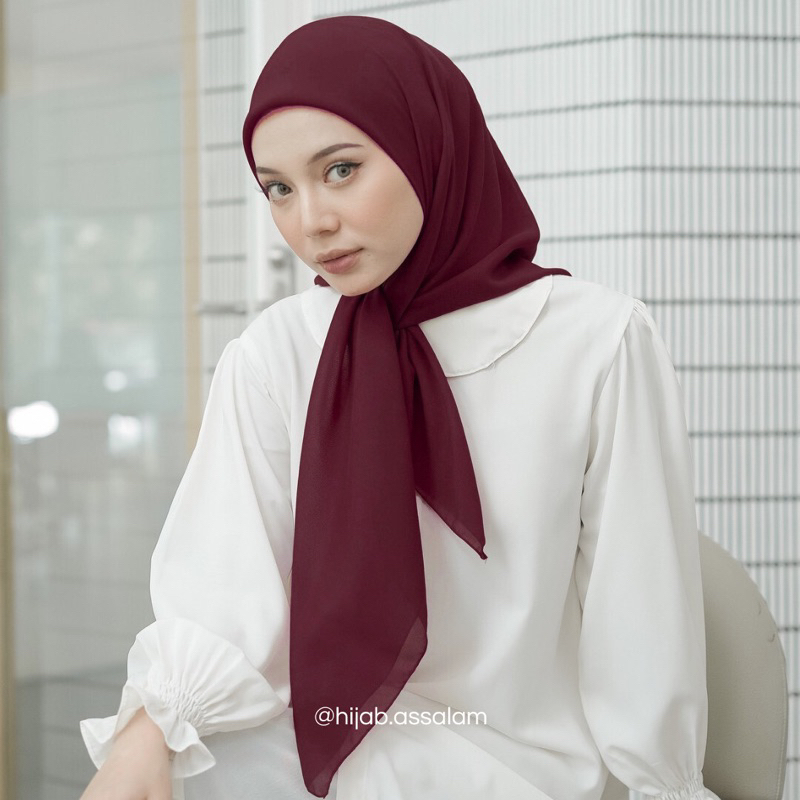Jual DARK MAROON Hijab Pollycotton Hijab Square ( Hijab Warna Dark ...