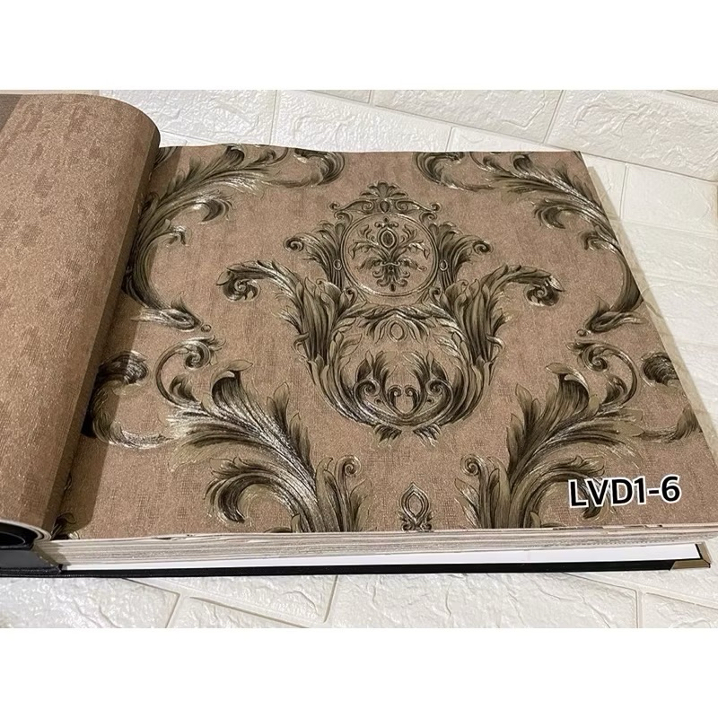 Jual Wallpaper Dinding Klasik Mewah Eropa Style Coklat Abu Tembaga ...