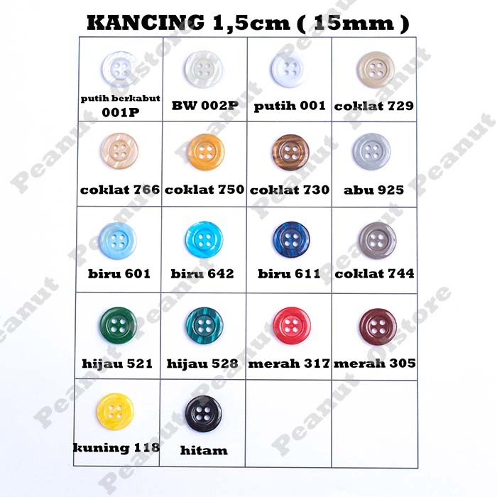 Jual ( 6 biji ) Kancing Seri JCB 1,5cm ( pilihan warna hitam , putih ...