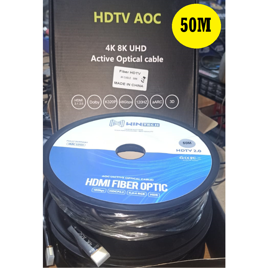Jual HDMI OPTIC 4K 50M / KABEL HDMI FIBER OPTIC UHD 2.0 SUPPORT 4K 50 ...