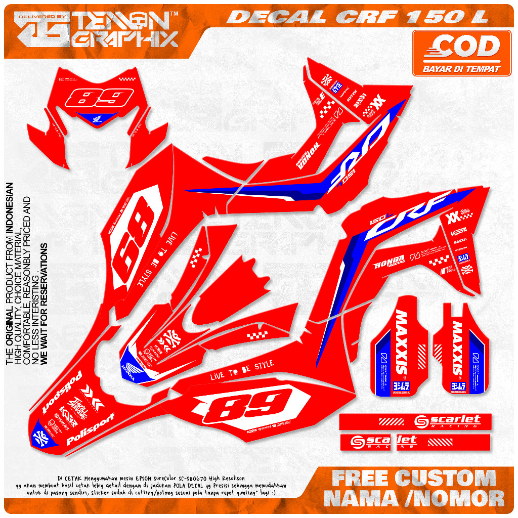 Jual DECAL STIKER CRF 150 L SUPERMOTO FULL BODY SUPER GLOSSY HOLOGRAM / KLX DTRACKER WR BY ...