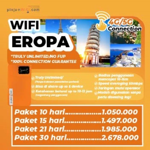 Jual Pinjam Wifi Sewa Rental Eropa Truly Unlimited Paket Eropa Bulanan ...