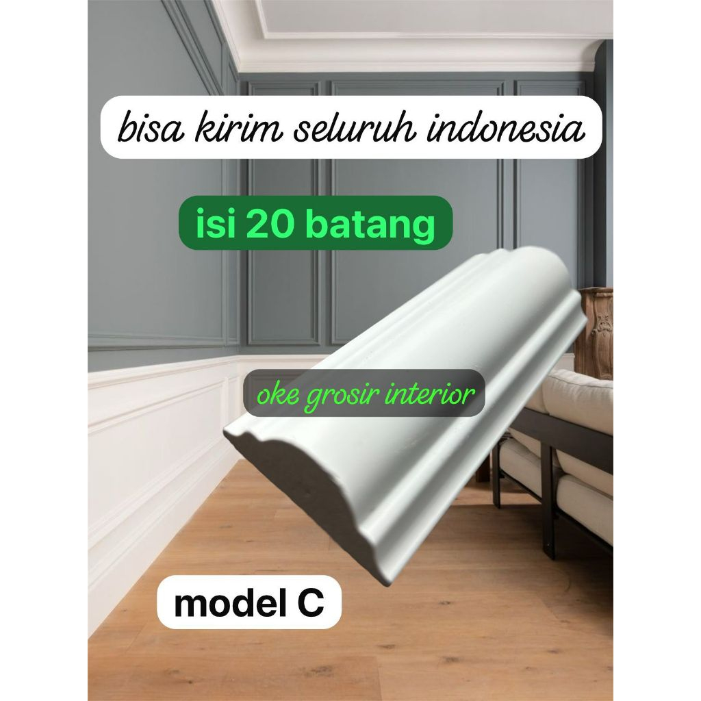 Jual isi 20 Lis molding dinding ruang tamu 4CM * 3M/list moulding pvc/molding dinding tempel ...