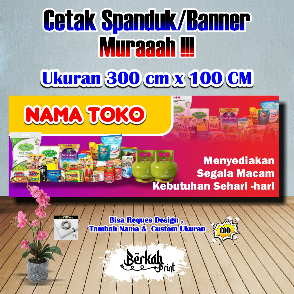 Jual Spanduk Banner Toko Sembako I Warung Sembako Ukuran 3 m x 1 m | Shopee Indonesia