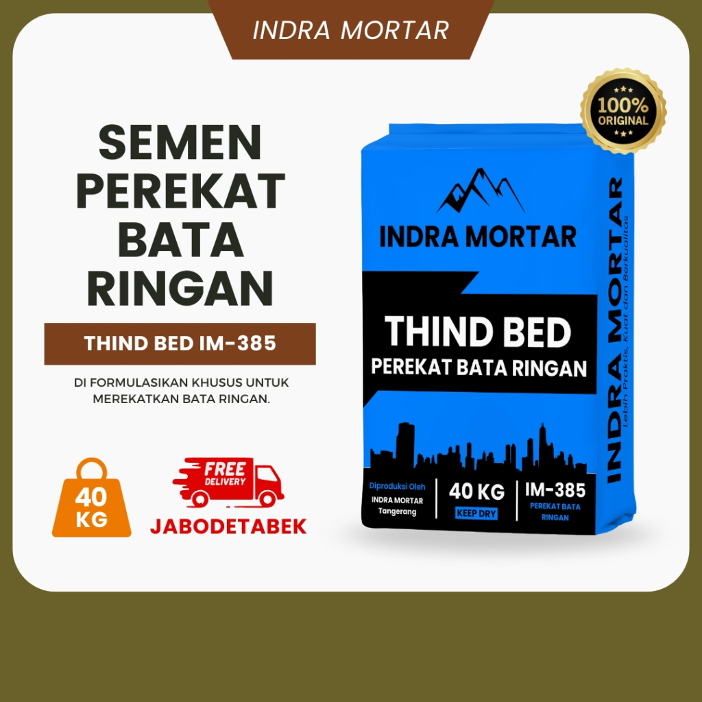 Jual Semen Instan Mortar | Perekat Bata Ringan, Thind Bed, Lem Hebel | Indra Mortar IM-385 ...