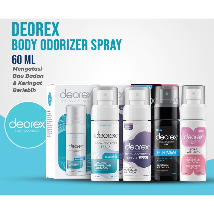 Jual Deorex New Body Odorizer Spray Menghilangkan Bau Badan 60ml | BPOM ...