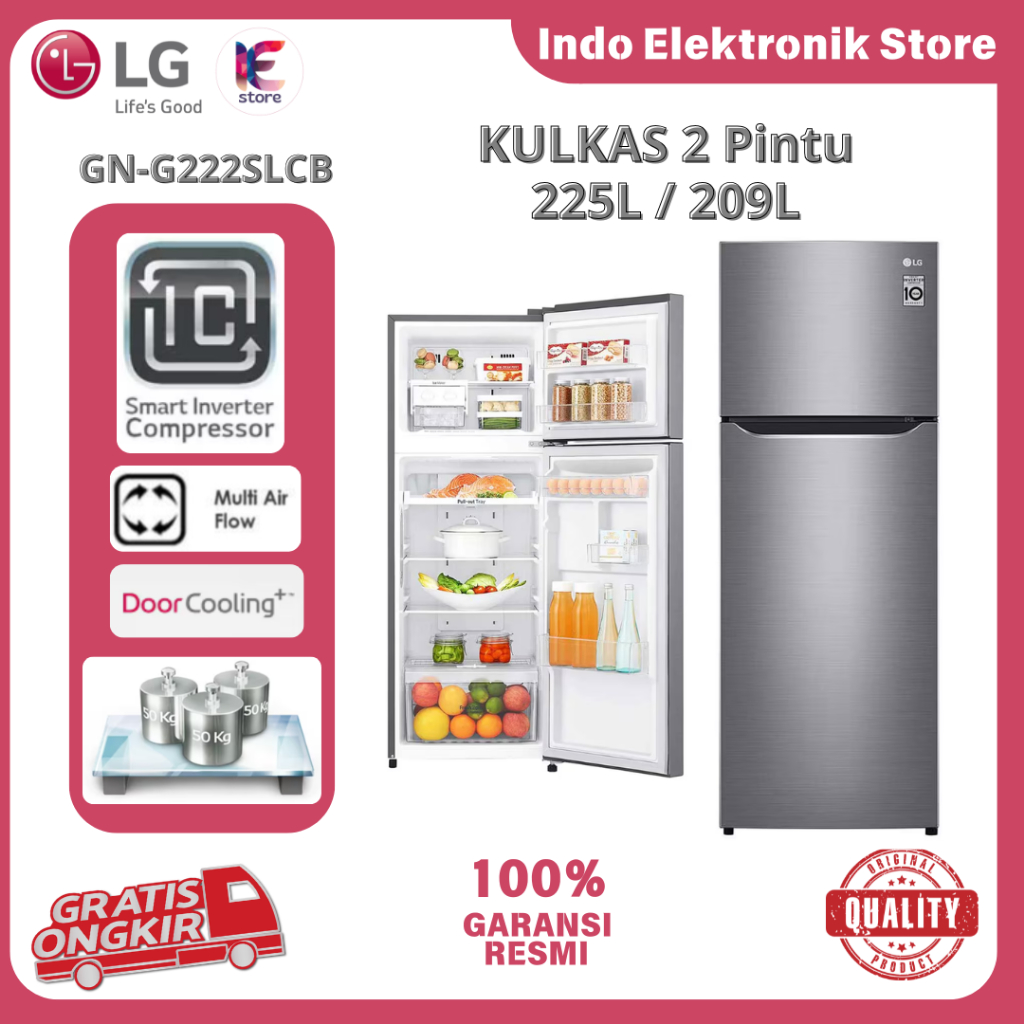 Jual LG Kulkas 2 Pintu 225L / 209L Smart Inverter Compressor - Original ...