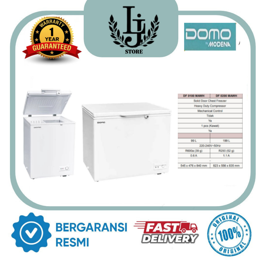 Jual Chest Freezer DOMO BY MODENA DF-0100 MWAH ( 100 LITER ) DF- 0200 ...
