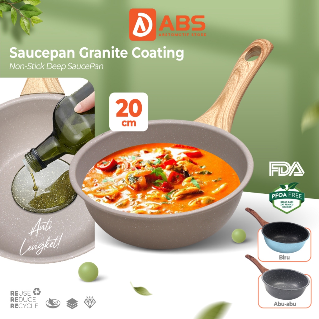 Jual ABS X Tifale By Deep Sauce Pan 20cm Granite Coating Anti Lengket | Shopee Indonesia