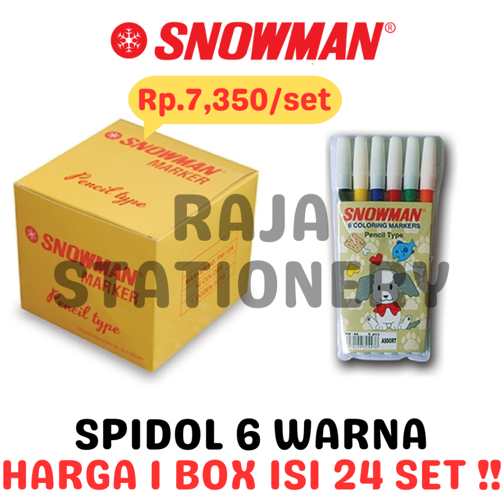 Jual SNOWMAN COLOURING MARKER SPIDOL SNOWMAN 6 WARNA PW-6A PW6A SET ...