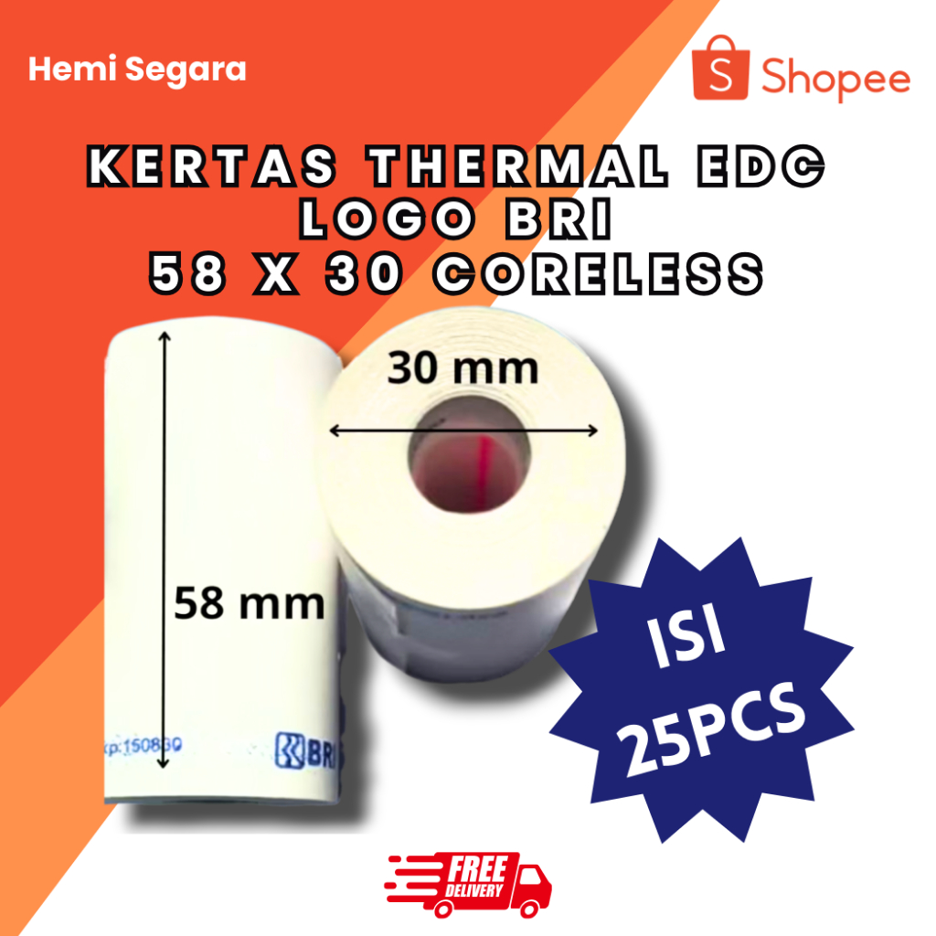 Jual Kertas Thermal EDC Logo BRI / ISI 25 PCS | Shopee Indonesia