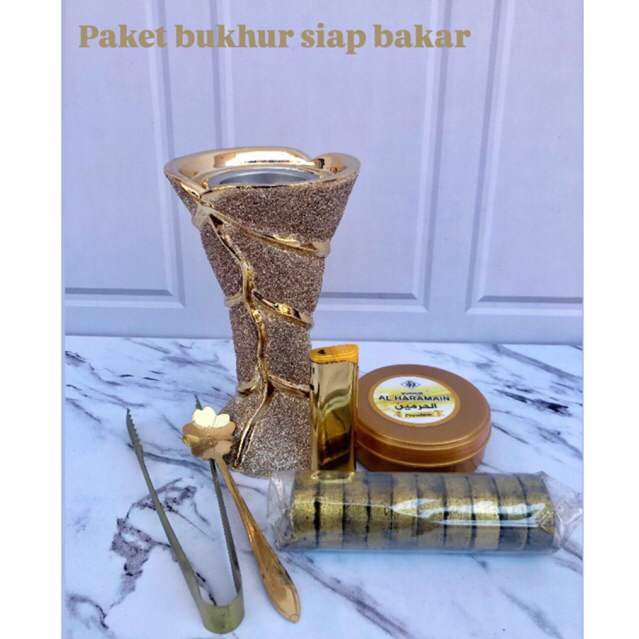 Jual Paket Bukhur Siap bakar! Mabkharah Set Gold Series Basic /Mabkhara ...