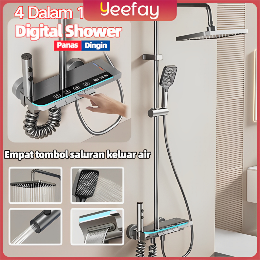 Jual Shower Kamar Mandi 4 Dalam 1 tampilan digital suhu konstan Set ...