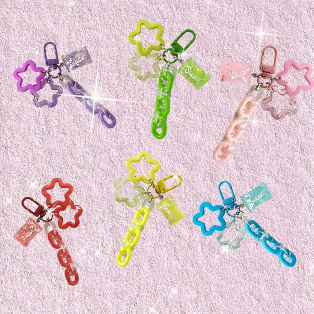 Jual Gantungan Kunci Tas KeyChain Bandul Star Rantai Warna Lucu Imut ...