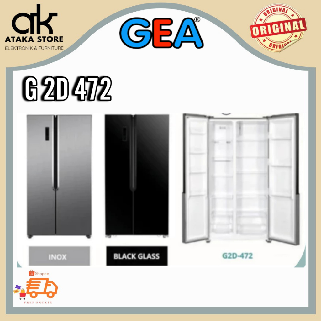 Jual KULKAS GEA 2 PINTU G2D472 Kulkas Set By Side 2 Pintu Lemari GEA ...