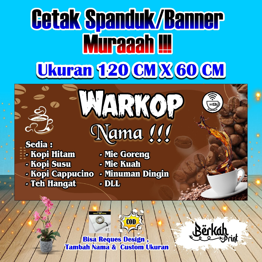 Jual Spanduk Banner Warkop Ukuran 120 cm x 60 cm | Shopee Indonesia