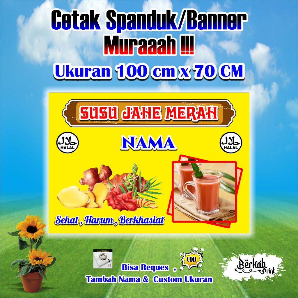Jual Spanduk Banner Susu Jahe Ukuran 100 cm x 70 cm | Shopee Indonesia