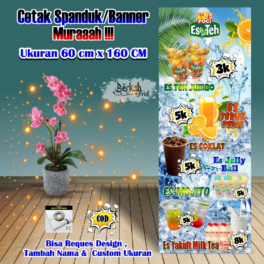 Jual Spanduk Banner Es Teh & Aneka Minuman Segar 60 cm x 160 cm ...