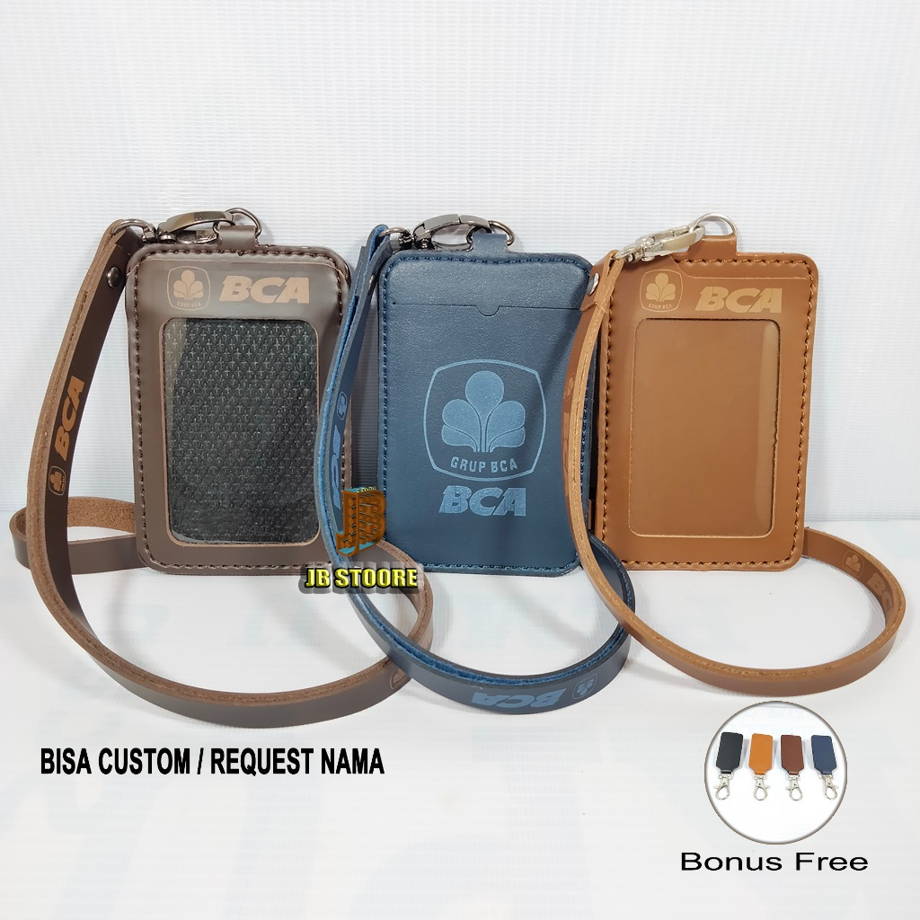 Jual Tempat Id Card BCA Kulit Custom Nama / Id Card Holder Bca Gantung ...