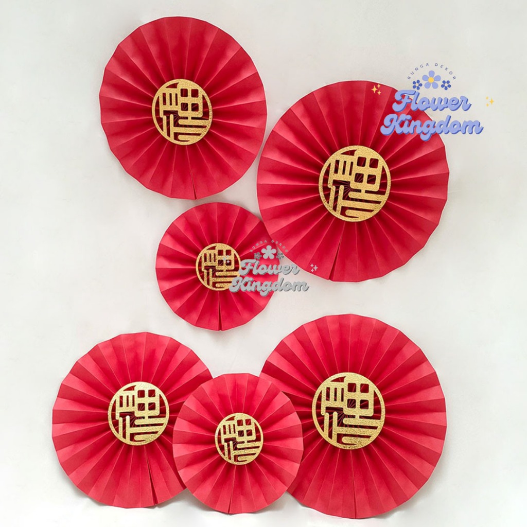 Jual Paper Fans Pearl Blossom FU Imlek Chinese Hias Dekorasi CNY Bunga ...