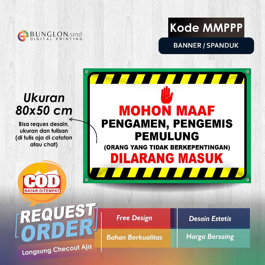 Jual SPANDUK BANNER MOHON MAAF PENGAMEN, PENGEMIS, PEMULUNG DI LARANG ...