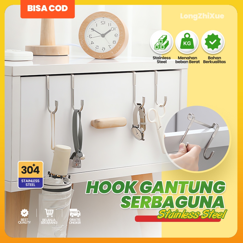 Jual Rak Gantung Barang Baju Belakang Pintu Hook Kait S Kabinet Dapur Kamar Mandi Serbaguna ...