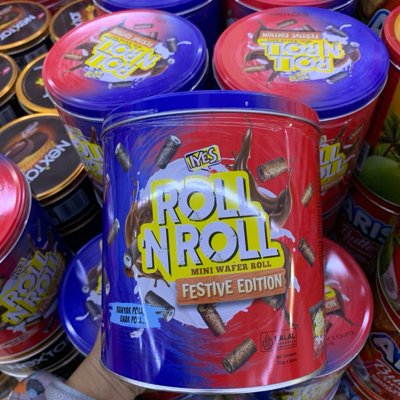 Jual I yes Ron & Roll Wafer Rol Jajan Kaleng Lebaran | Shopee Indonesia
