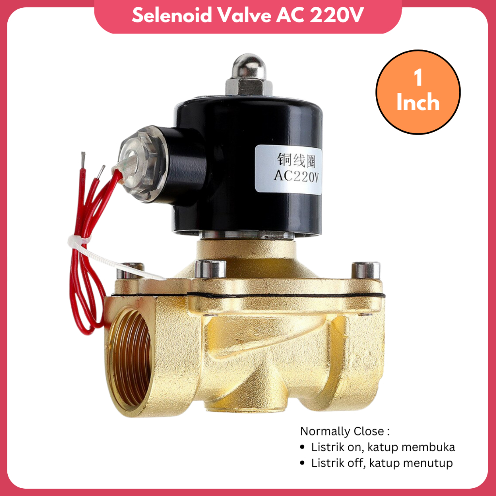 Jual Selenoid Valve 1 inch water valve kuningan water valve Solenoid AC ...