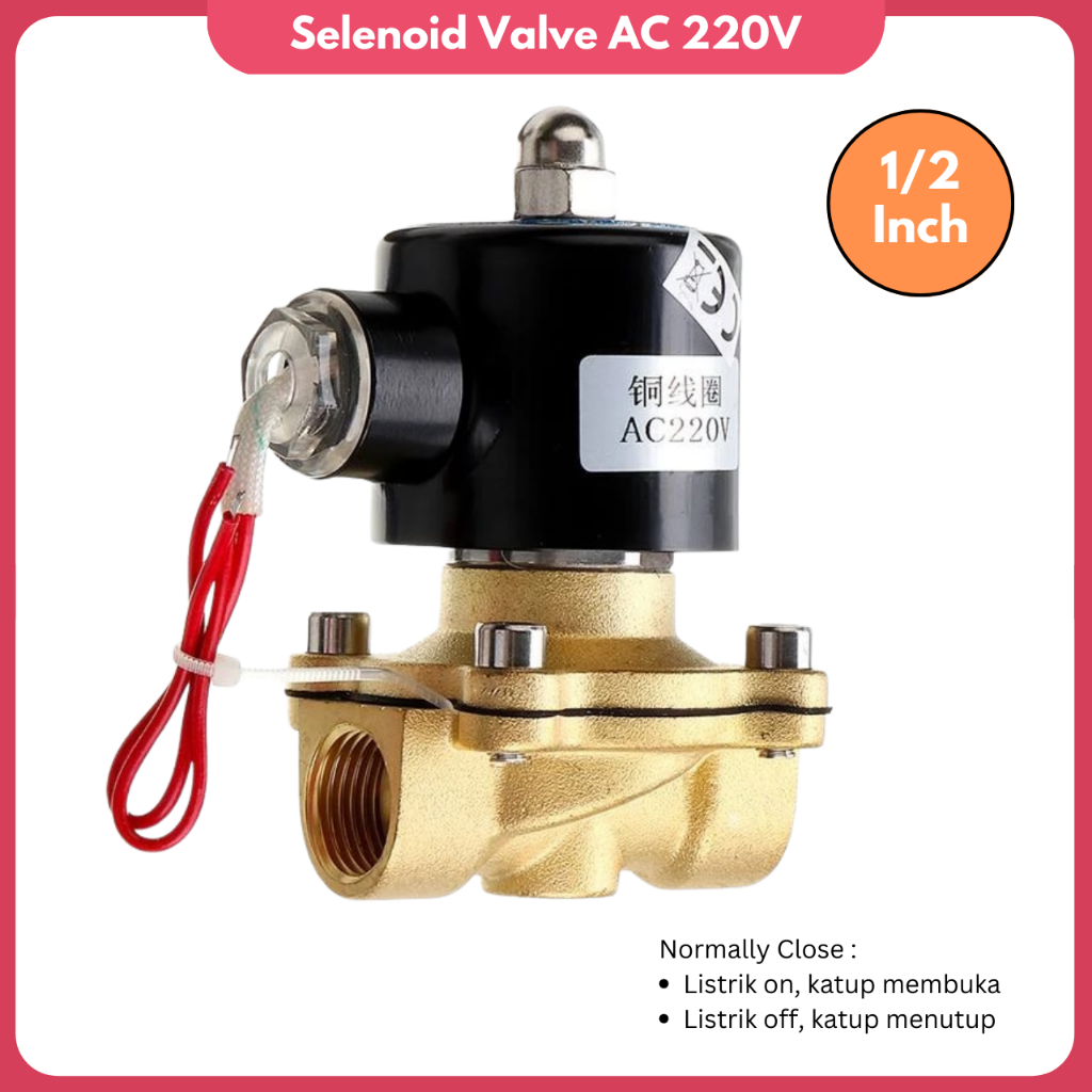 Jual Selenoid valve 1/2 Inch AC 220V Katup Otomatis Kontrol Aliran Air ...