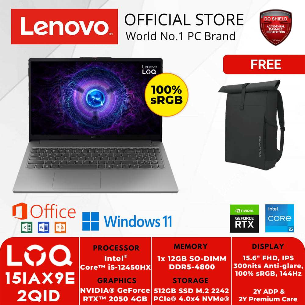 Jual LENOVO GAMING LOQ 15IAX9E 2QID CORE i5-1245HX RTX2050 12GB 512GB ...