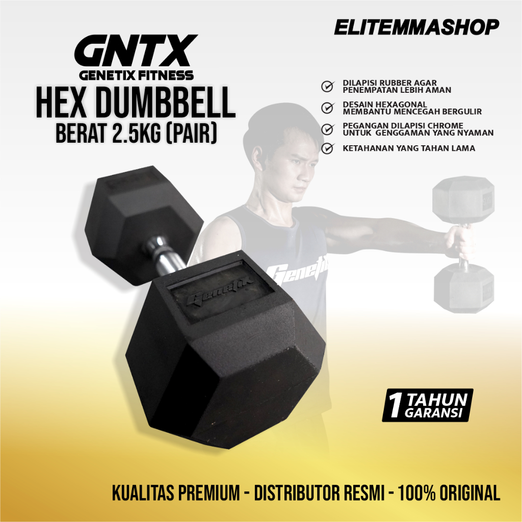 Jual GENETIX FIT HEX Dumbbell 2.5KG (Pair) | Shopee Indonesia