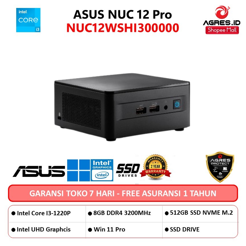 Jual ASUS MINI PC NUC 12 PRO I3 1220P 8GB 512GB W11PRO | Shopee Indonesia