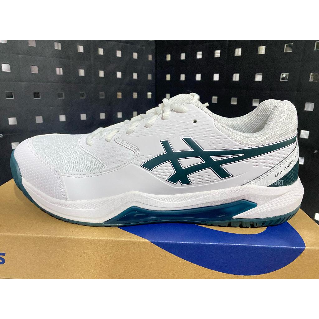 Jual Sepatu Tenis ASICS Gel Dedicate 8 Men Wide White / Saxon Green ...