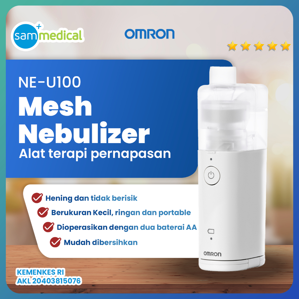 Jual Omron Nebulizer Portable NE U100 / Micro AIR Portable Silent Mesh Nebuliser / Alat Uap ...