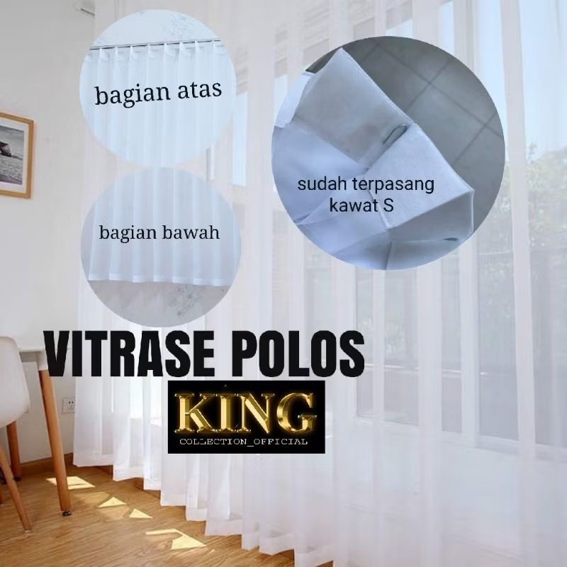 Jual VITRASE Gorden Vitrase Polos Putih Minimalis Modern Tirai Siang ...