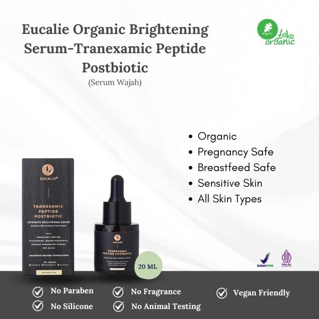 Jual Eucalie Organic Intensive Brightening Serum Tranexamic Peptide Postbiotic (20ml) Serum ...