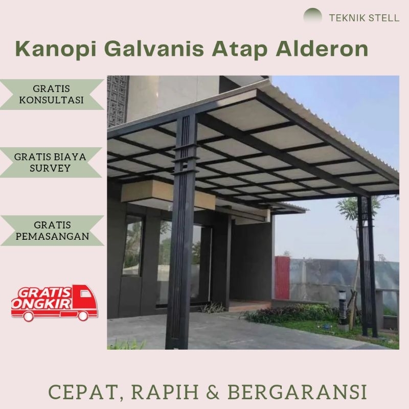 Jual Kanopi Atap Alderon Rangka Besi Hollow Galvanis Untuk Penutup ...